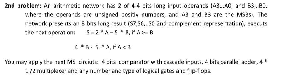 Solved 2nd problem: An arithmetic network has 2 of 4-4 bits | Chegg.com