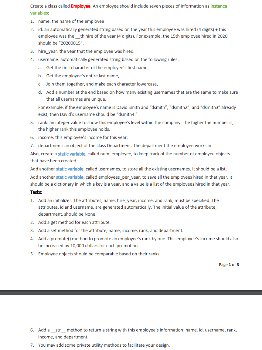 Solved Create A Class Called Employee An Employee Should 