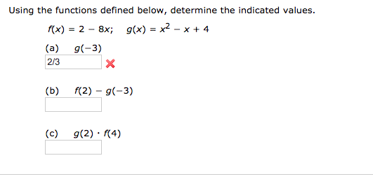 Solved Using the functions defined below, determine the | Chegg.com