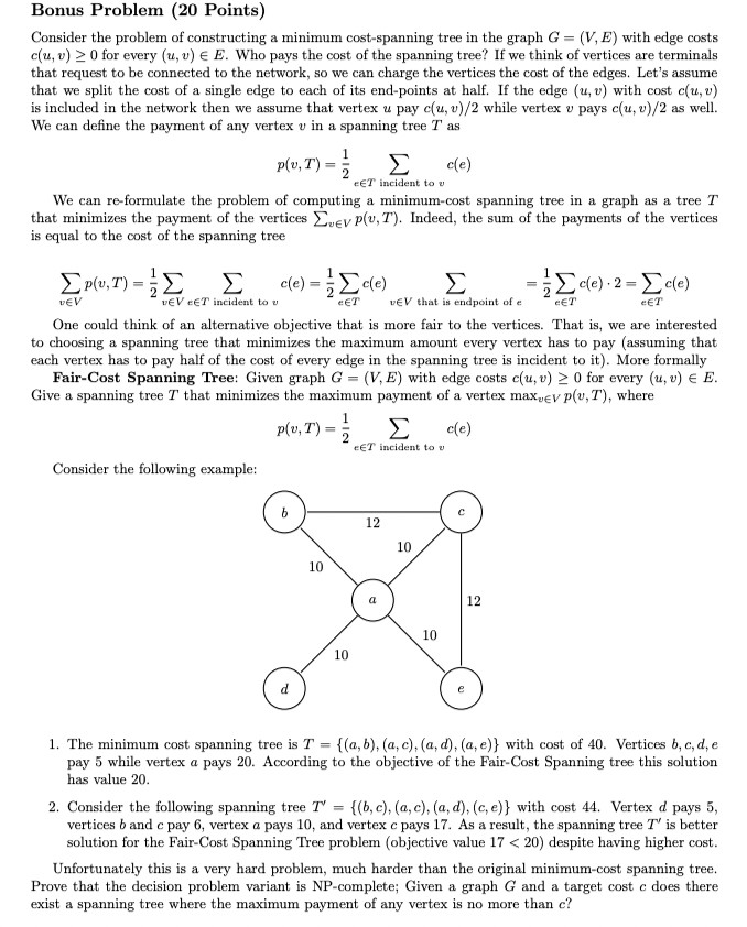 Solved Bonus Problem (20 ﻿Points)Consider the problem of | Chegg.com