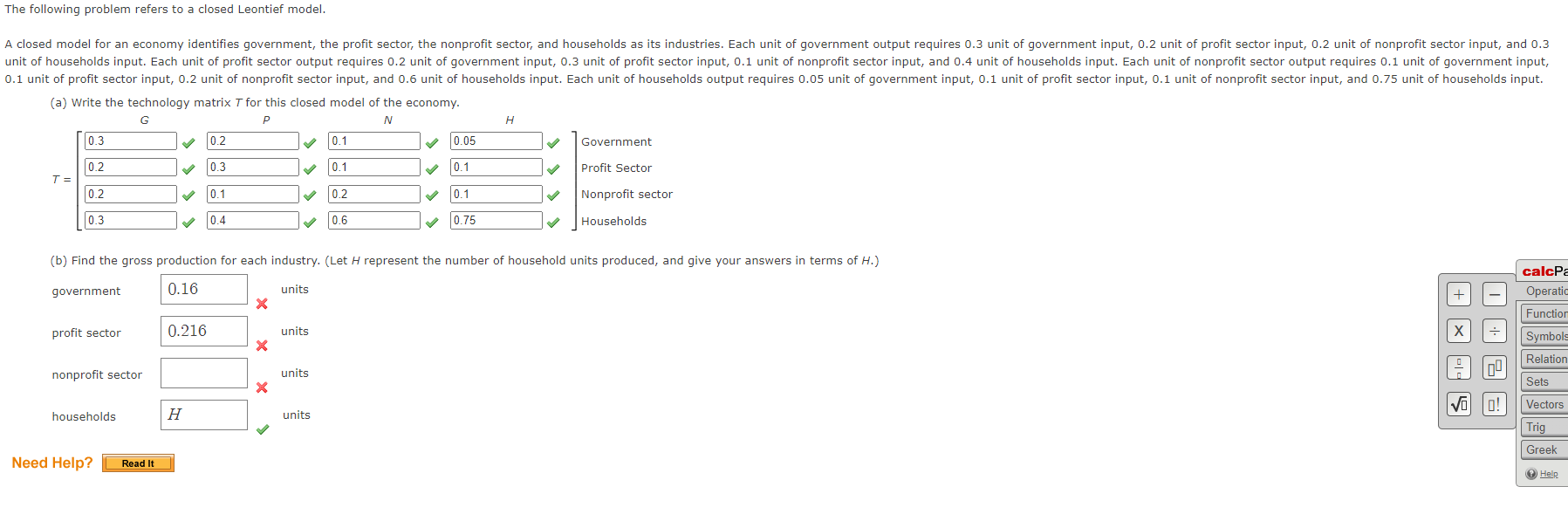 Solved (a) Write the technoloav matrix T for this closed | Chegg.com