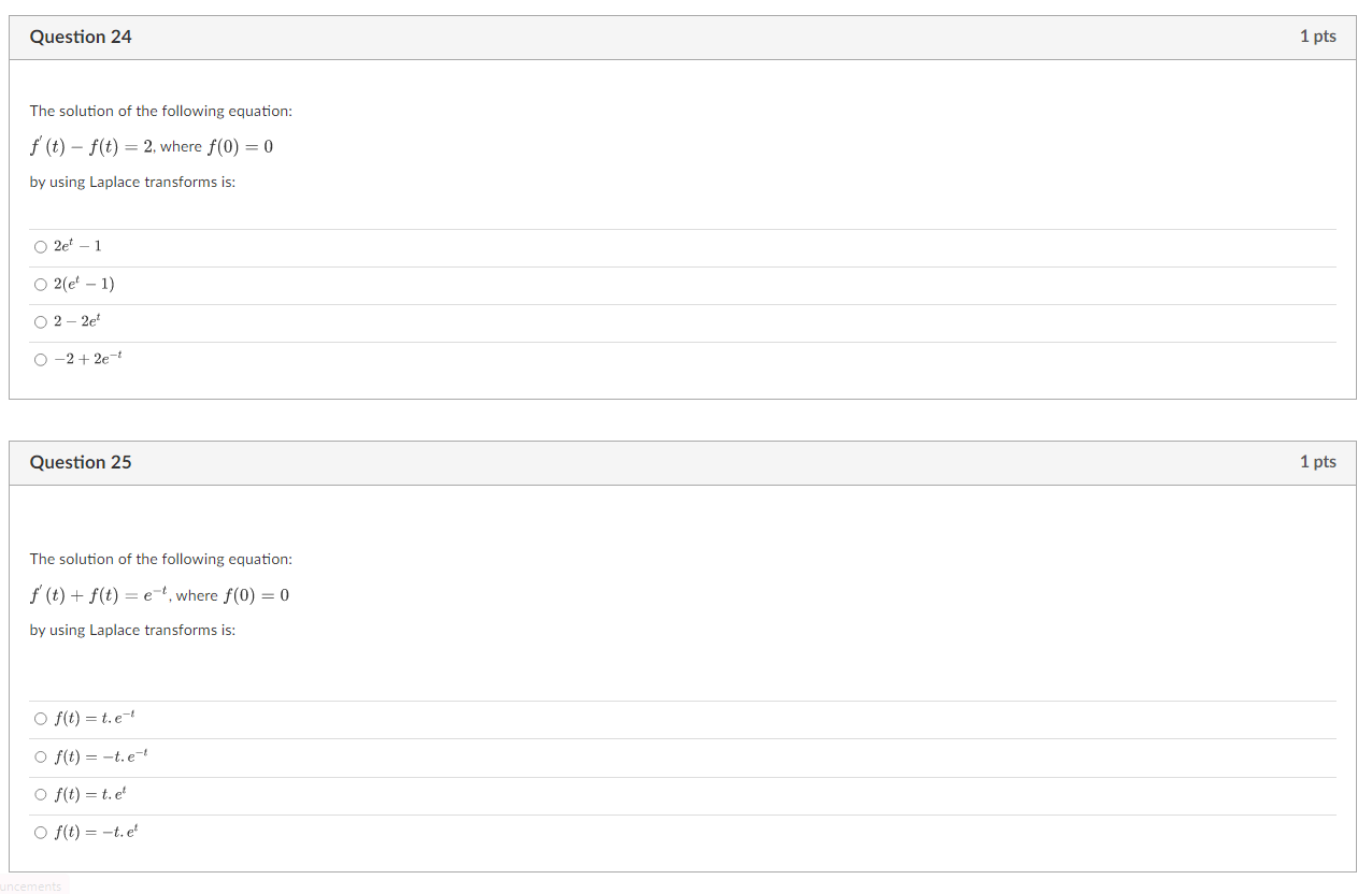 Solved The solution of the following equation: f′(t)−f(t)=2, | Chegg.com
