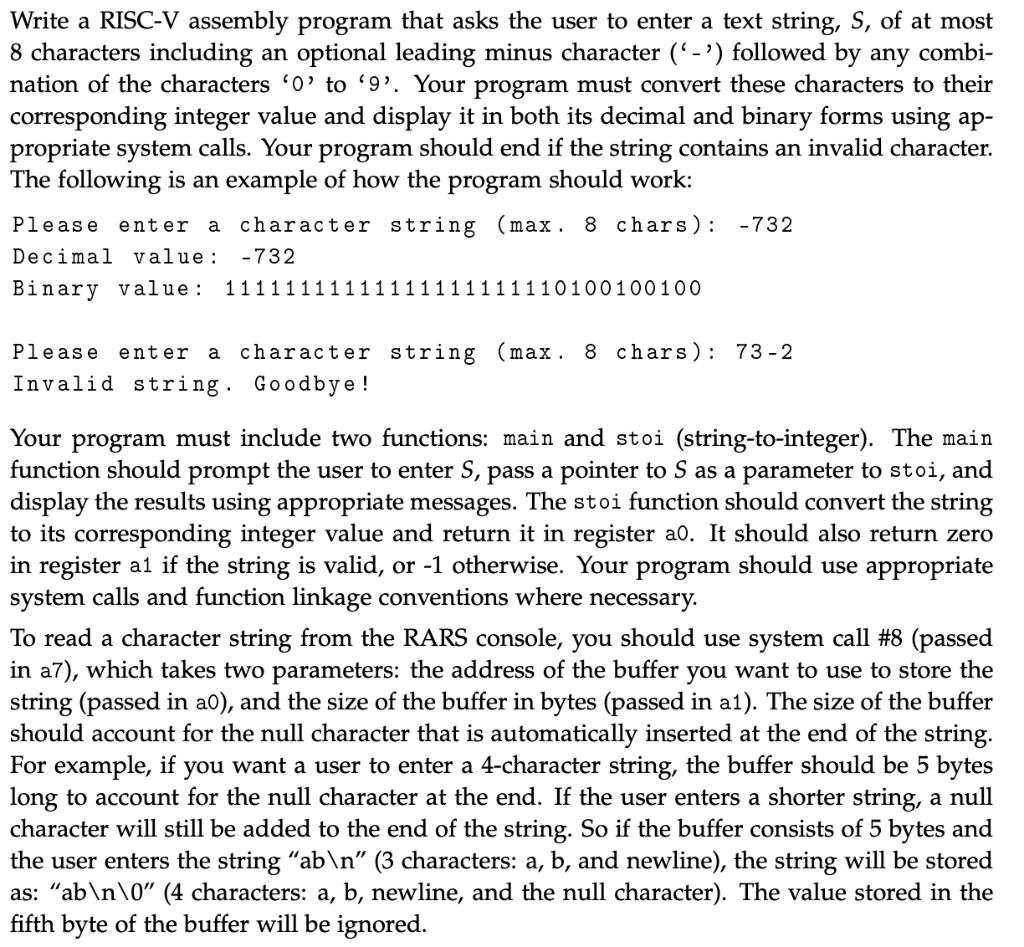Write A Risc V Assembly Program That Asks The User To
