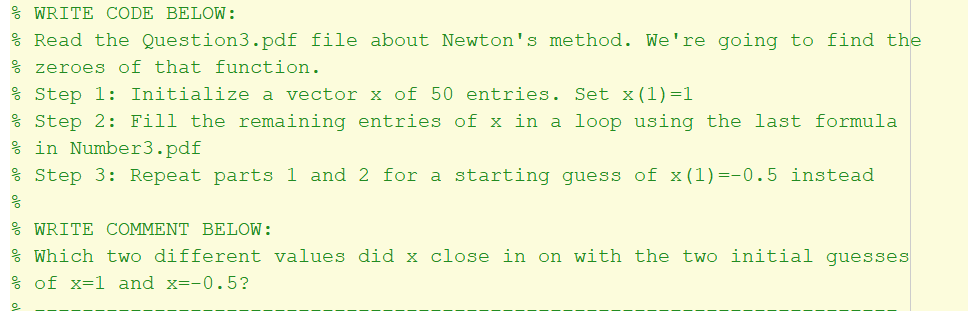 Solved % WRITE CODE BELOW: % Read the Question3.pdf file | Chegg.com