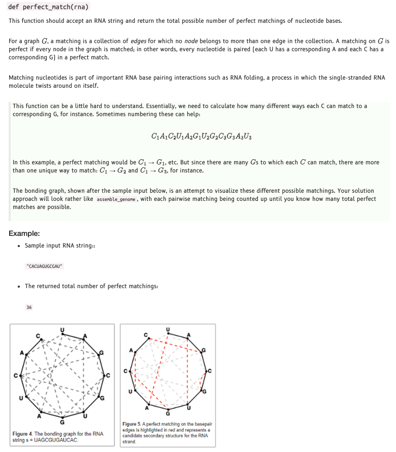 Solved def perfect_match(rna) This function should accept an | Chegg.com