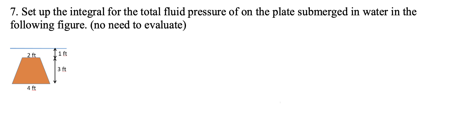 Solved 7. Set up the integral for the total fluid pressure | Chegg.com