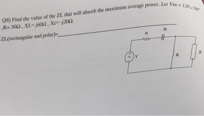 Solved Find the value of the ZL that will absorb the maximum | Chegg.com