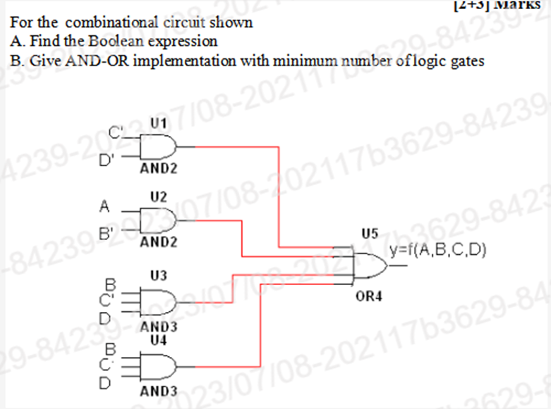 Solved For the combinational circuit shown A. Find the | Chegg.com
