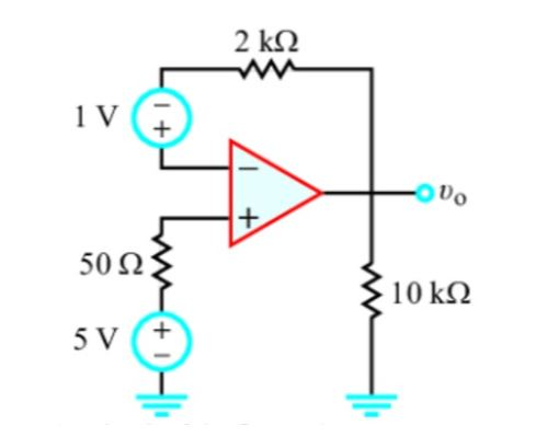 Solved 2 ΚΩ 1V +Ι υο + 50 Ω 10 kΩ 5V V +Ι | Chegg.com
