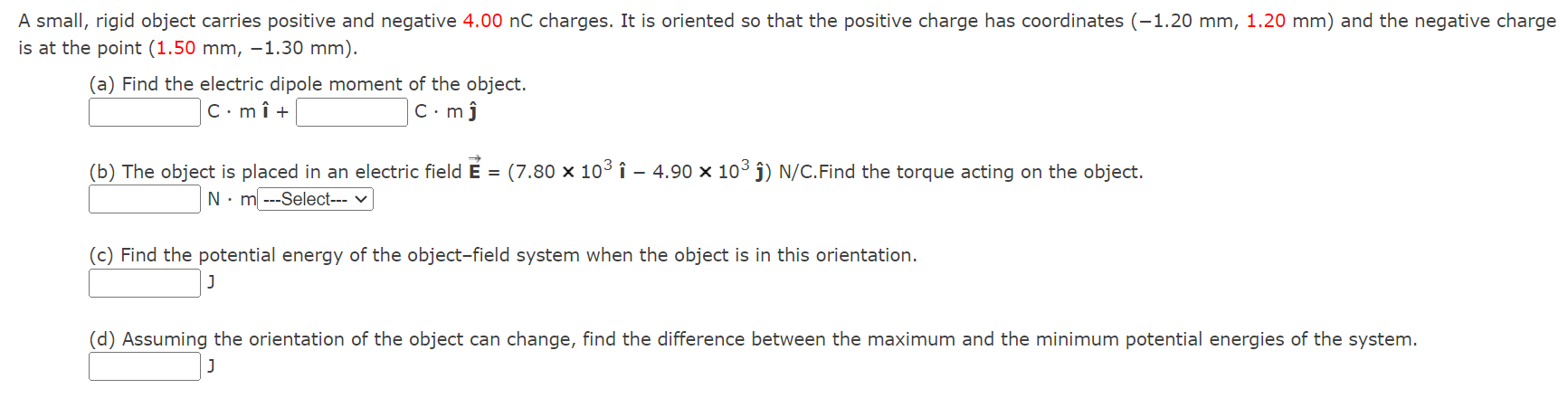 Solved A small, rigid object carries positive and negative | Chegg.com