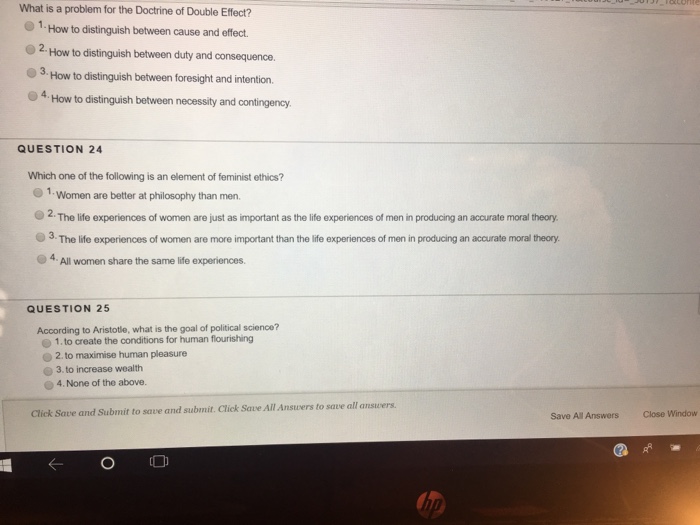 Solved What is a problem for the Doctrine of Double Effect? | Chegg.com