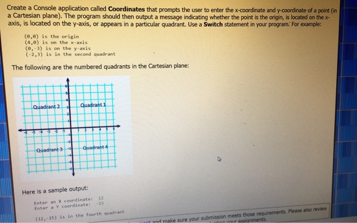 Solved Create A Console Application Called Coordinates That