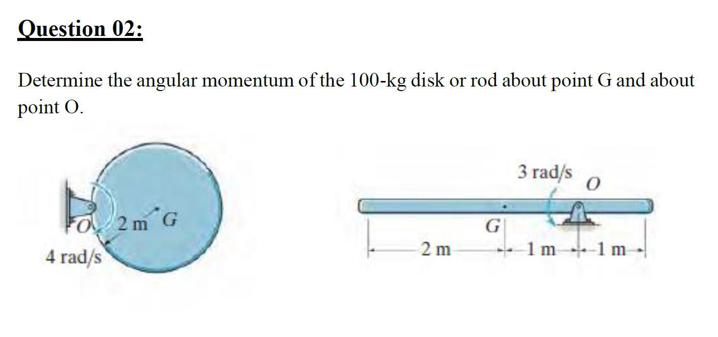 Solved Question 02: Determine the angular momentum of the | Chegg.com