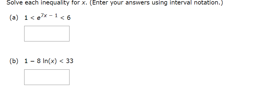 Solved Solve each inequality for x. (Enter your answers | Chegg.com