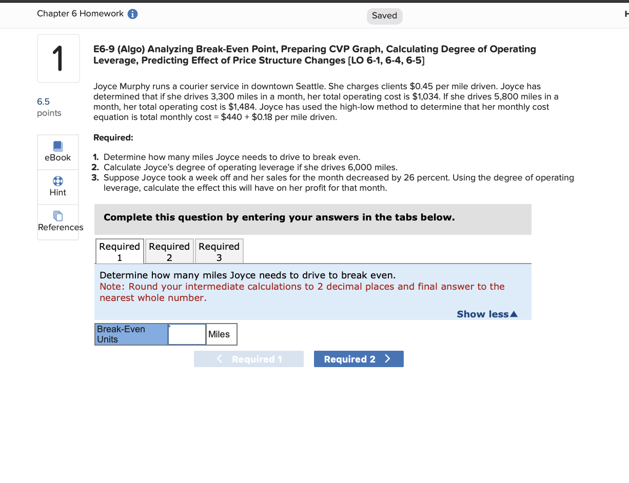Solved E6-9 (Algo) Analyzing Break-Even Point, Preparing CVP | Chegg.com