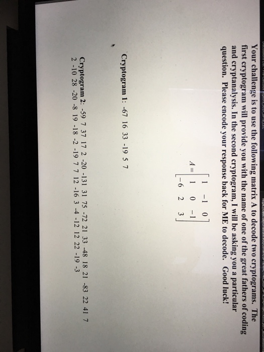 Solved A cryptogram is a message written in secret code. | Chegg.com