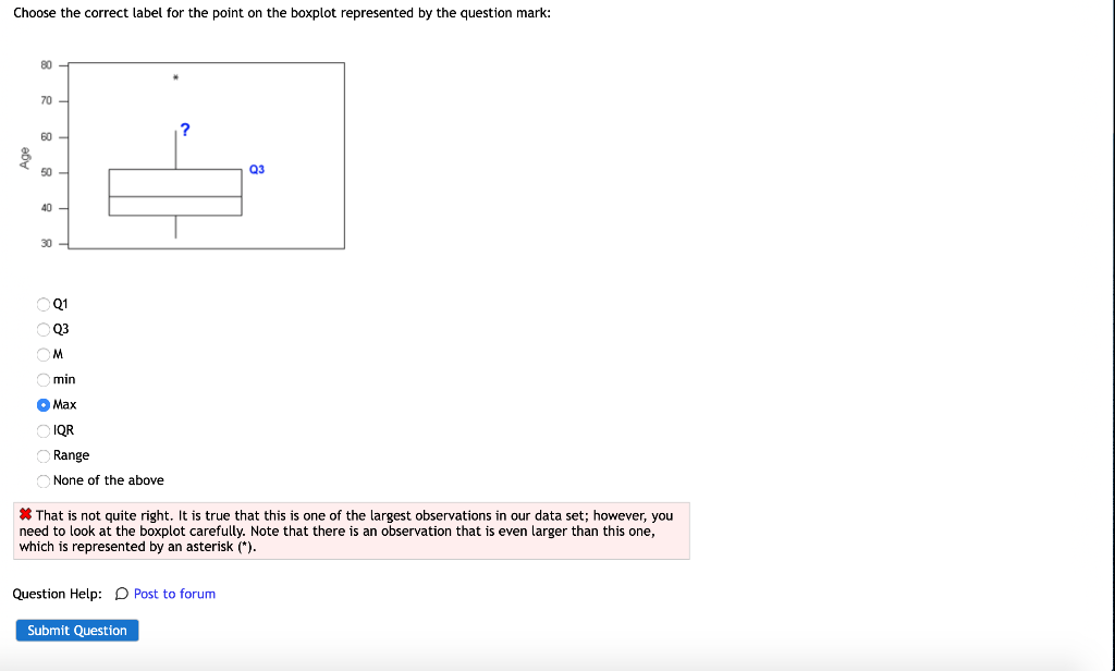 Solved Choose the correct label for the point on the boxplot | Chegg.com
