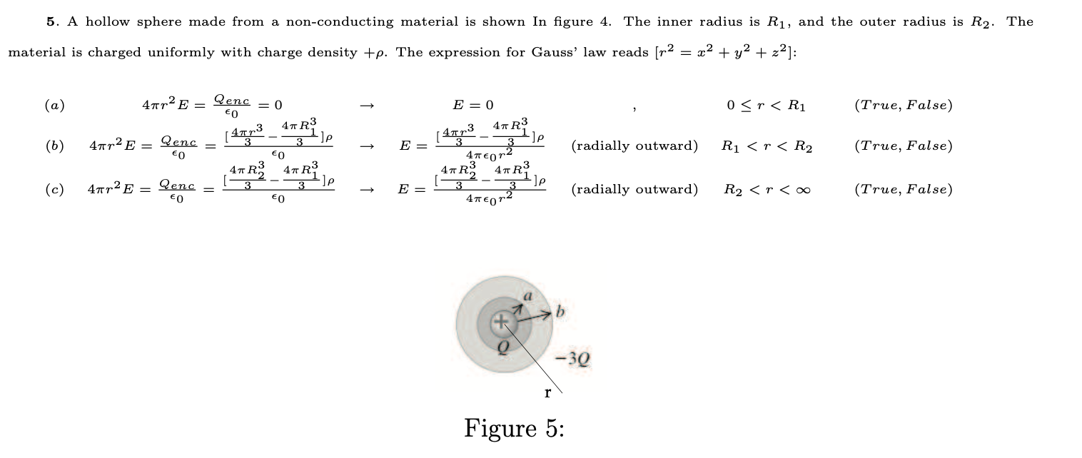 Solved 5. A hollow sphere made from a non-conducting | Chegg.com