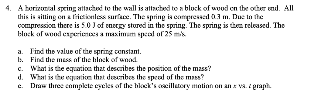 Solved 4. A horizontal spring attached to the wall is | Chegg.com