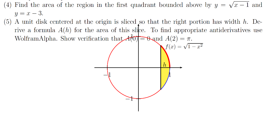 Solved (4) Find the area of the region in the first quadrant | Chegg.com