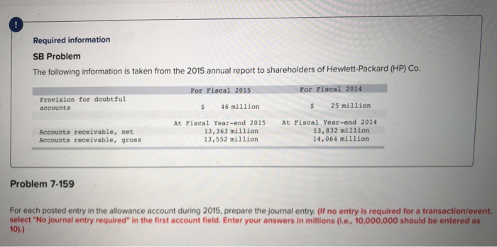 Solved Required information SB Problem The following | Chegg.com Solved Required information SB Problem The following | Chegg.com
