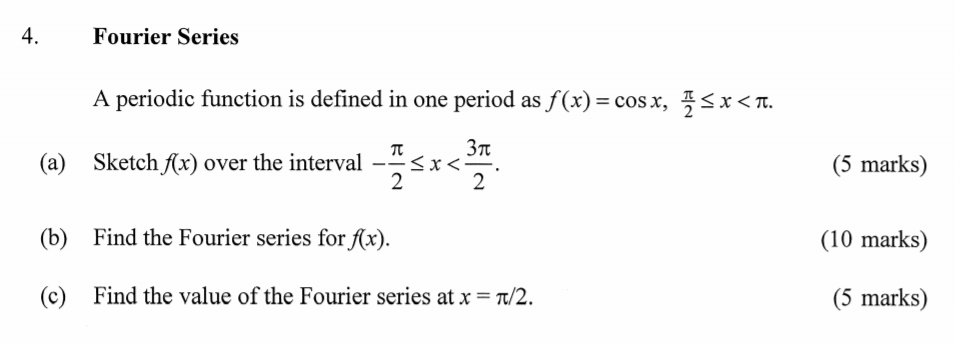 Solved 4. Fourier Series A periodic function is defined in | Chegg.com