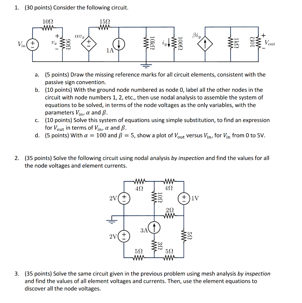 Solved 1. (30 points) Consider the following circuit. a. (5 | Chegg.com