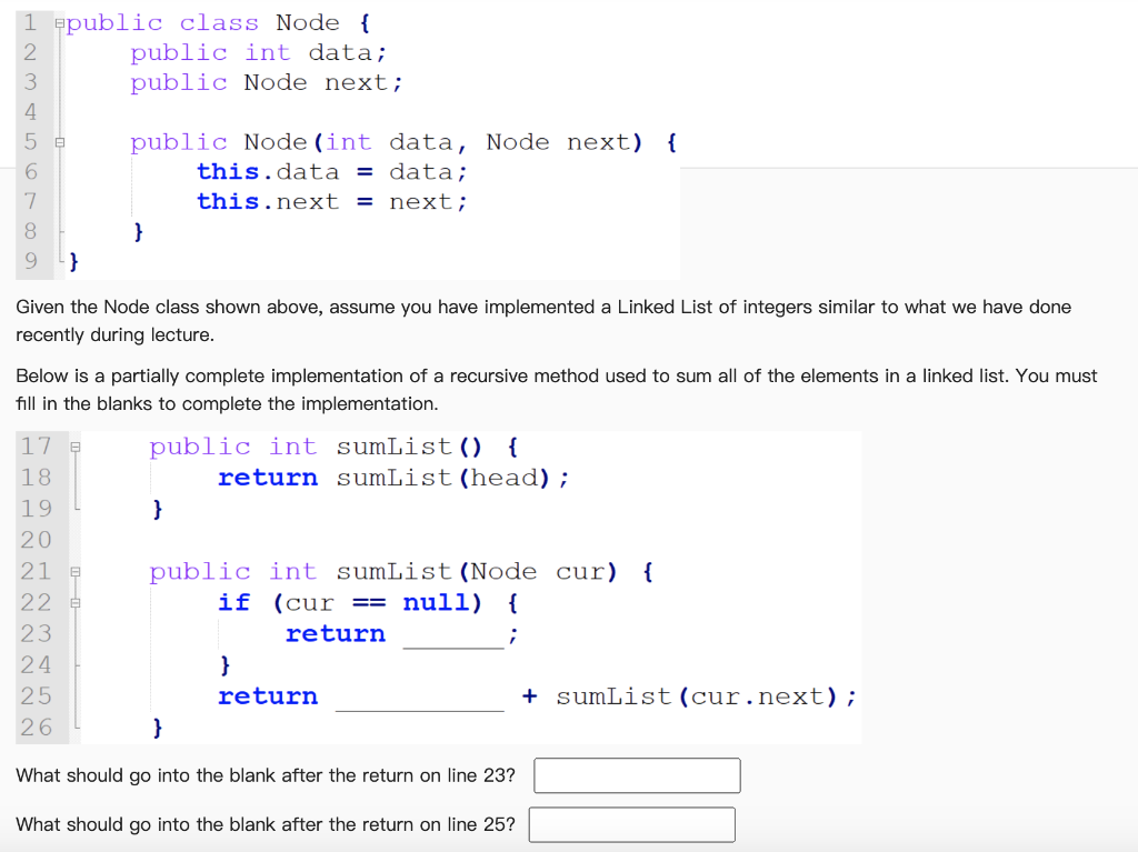Solved 1 epublic class Node { 2 public int data; 3 public | Chegg.com