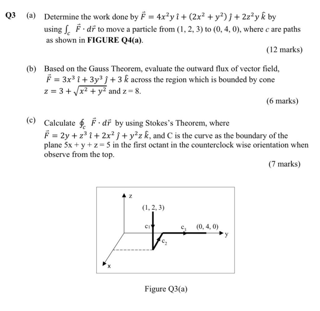 Solved Q3 A Determine The Work Done By F 4x²y î 2x2 