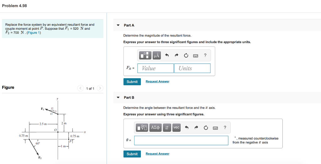 Solved Problem 4.98 Replace the force system by an | Chegg.com