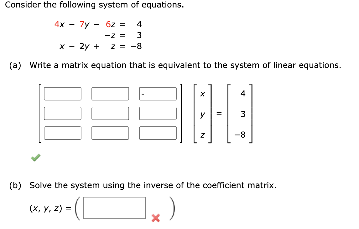 Solved Consider the following system of equations. | Chegg.com
