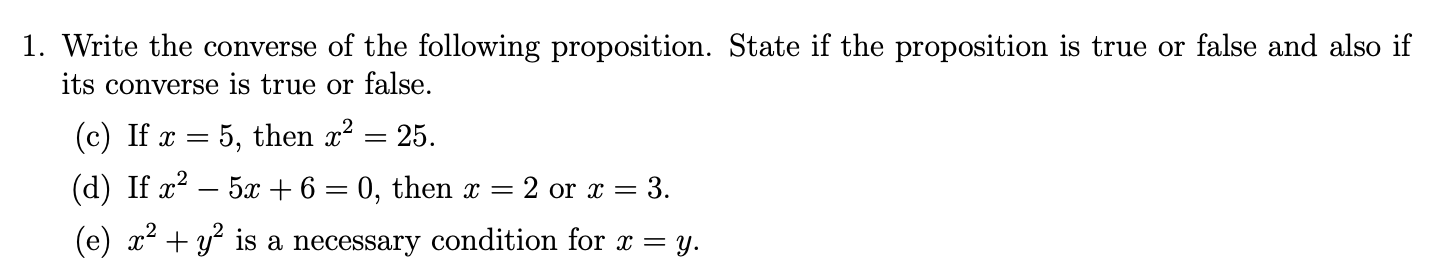 Solved 1. Write the converse of the following proposition. | Chegg.com