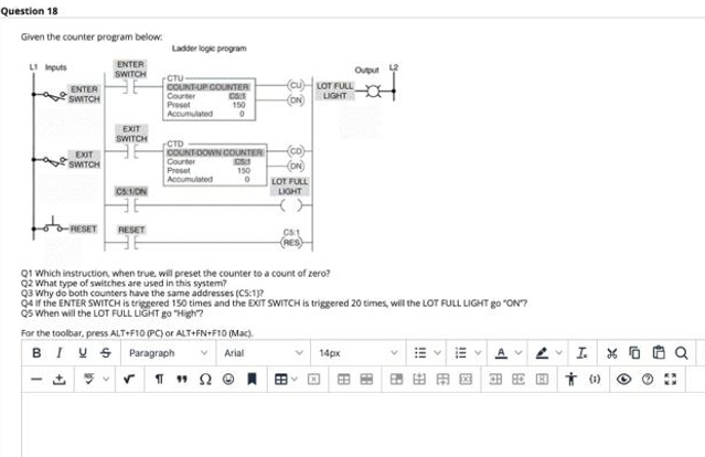 Solved Question 18 Given the counter program below: Ladder | Chegg.com