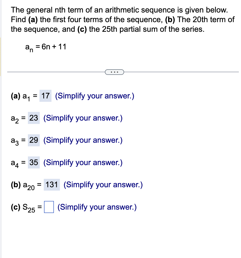 Solved The general nth ﻿term of an ﻿arithmetic sequence is | Chegg.com