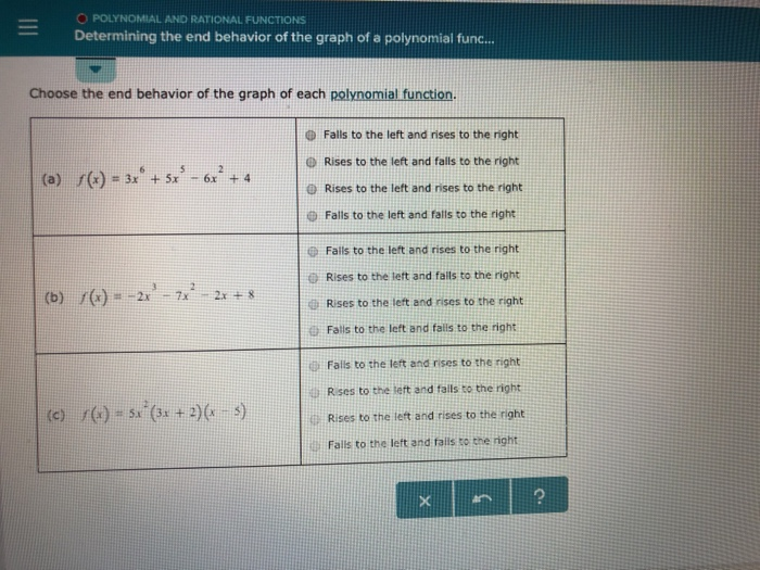 Solved O POLYNOMIAL AND RATIONAL FUNCTIONS Determining the | Chegg.com