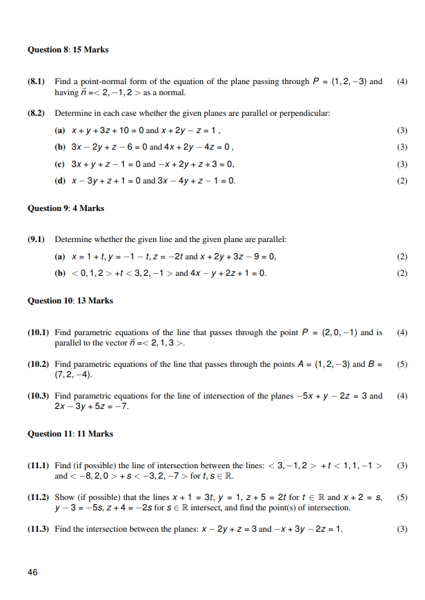 Solved (8.1) Find a point-normal form of the equation of the | Chegg.com