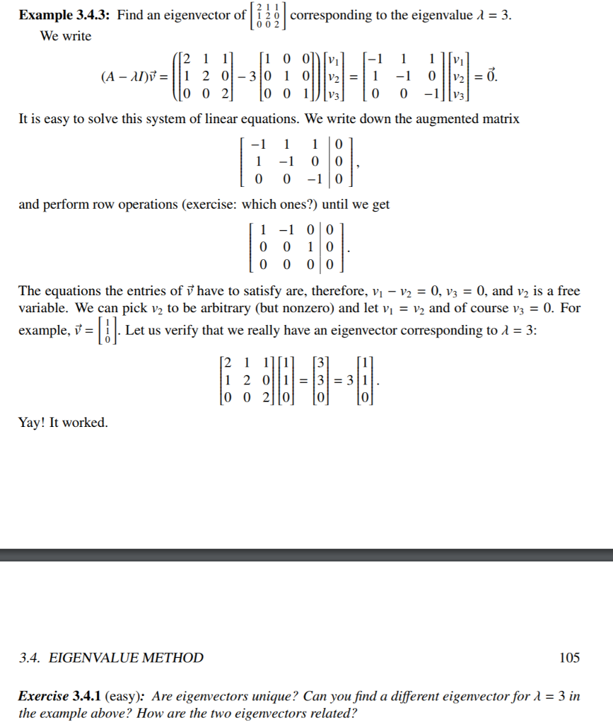Solved 211 Example 3.4.3: Find an eigenvector of I-20 | | Chegg.com