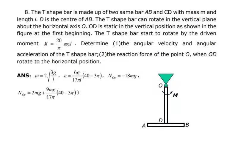 8. The T shape bar is made up of two same bar AB and | Chegg.com