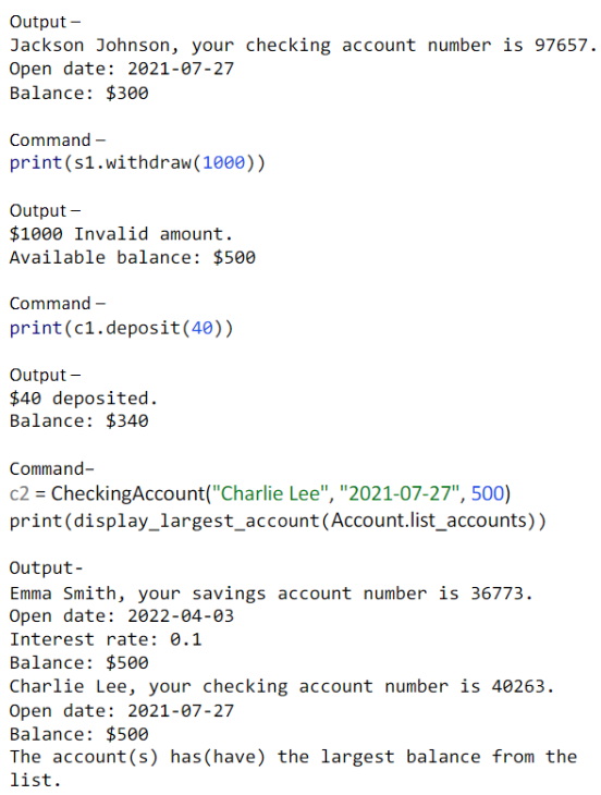 Solved Output- Jackson Johnson, your checking account number | Chegg.com