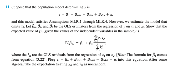Solved 11 Suppose that the population model determining y is | Chegg.com