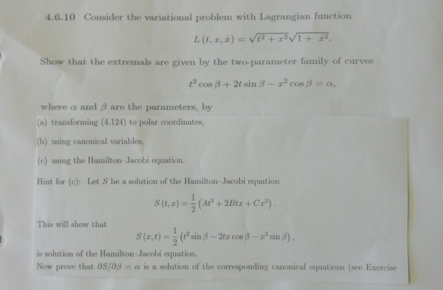 Solved 4.6.10 Consider the variational problem with | Chegg.com
