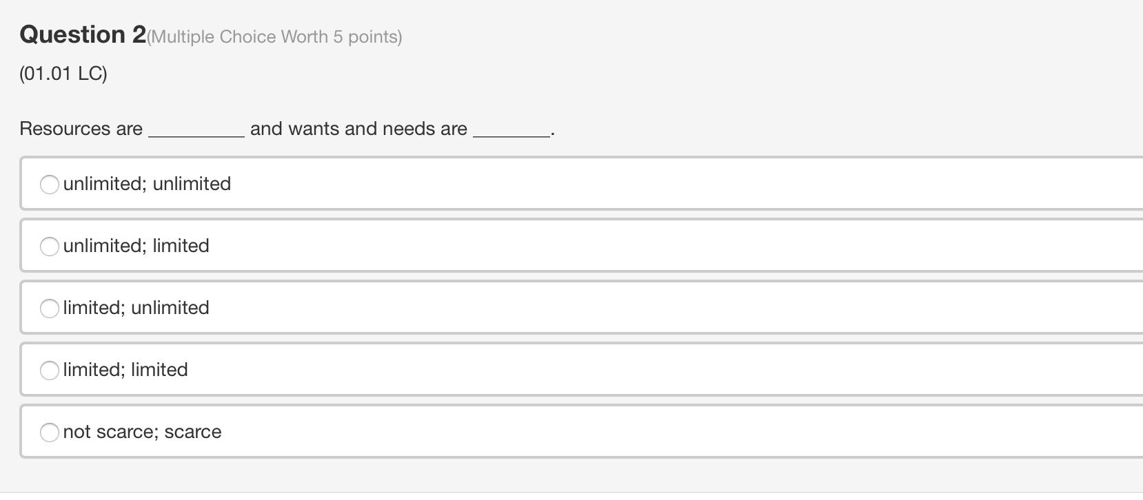 Solved Question 2 (Multiple Choice Worth 5 points) (01.01 | Chegg.com