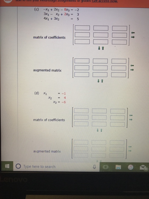 Solved Determine the matrix of coefficients and the | Chegg.com