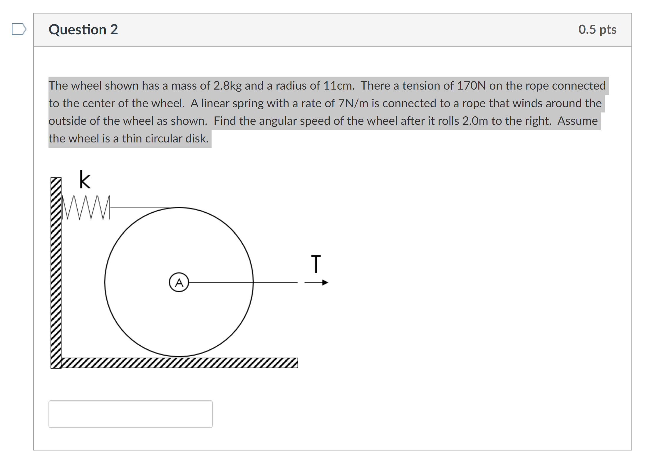 Solved The wheel shown has a mass of 2.8 kg and a radius of | Chegg.com