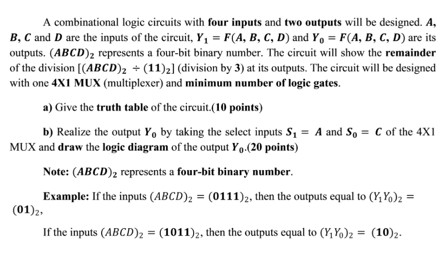 Solved A Combinational Logic Circuits With Four Inputs And 9024
