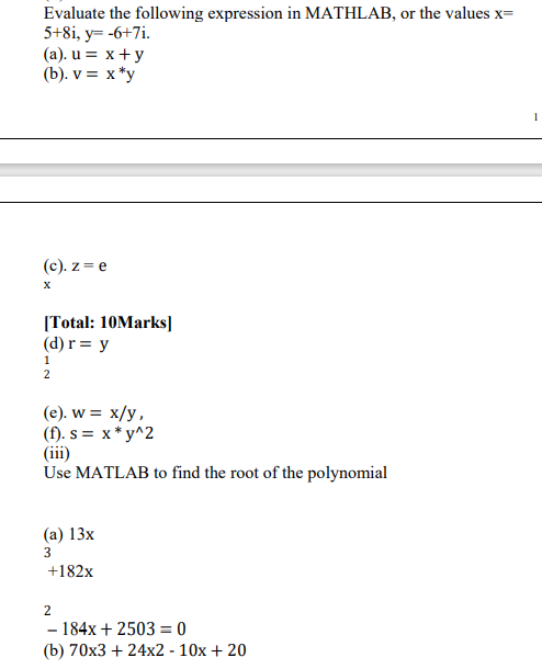 Evaluate the following expression in MATHLAB, or the | Chegg.com
