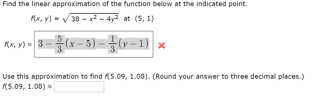 Solved Find the linear approximation of the function below | Chegg.com