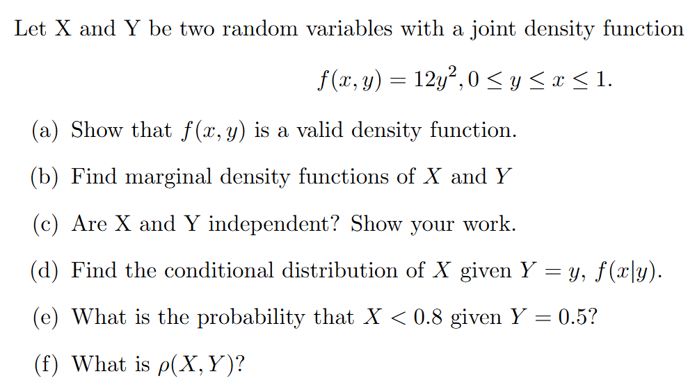 Solved Let X ﻿and Y be ﻿two random variables with a joint | Chegg.com