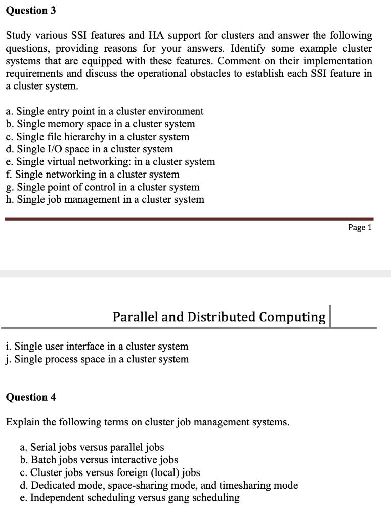 Solved Question 3 Study various SSI features and HA support | Chegg.com