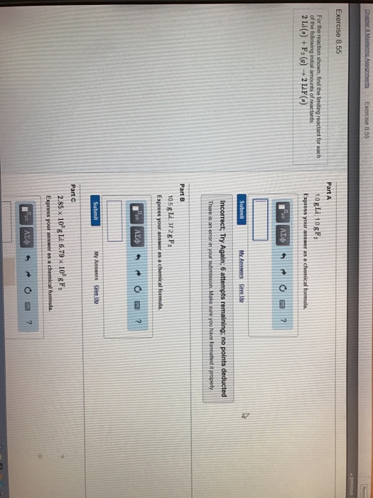 Solved For the reaction shown, find the limiting reactant | Chegg.com